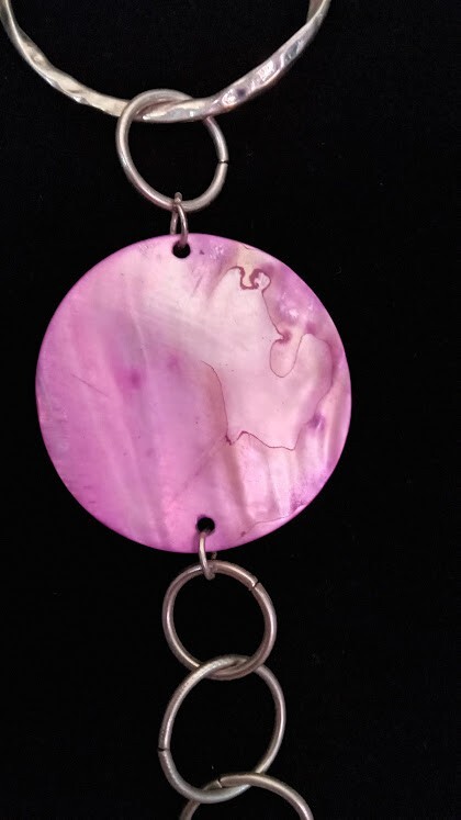 Silver Chain With Seashell Discs Pink Blue + Seashell Disc Hook ...