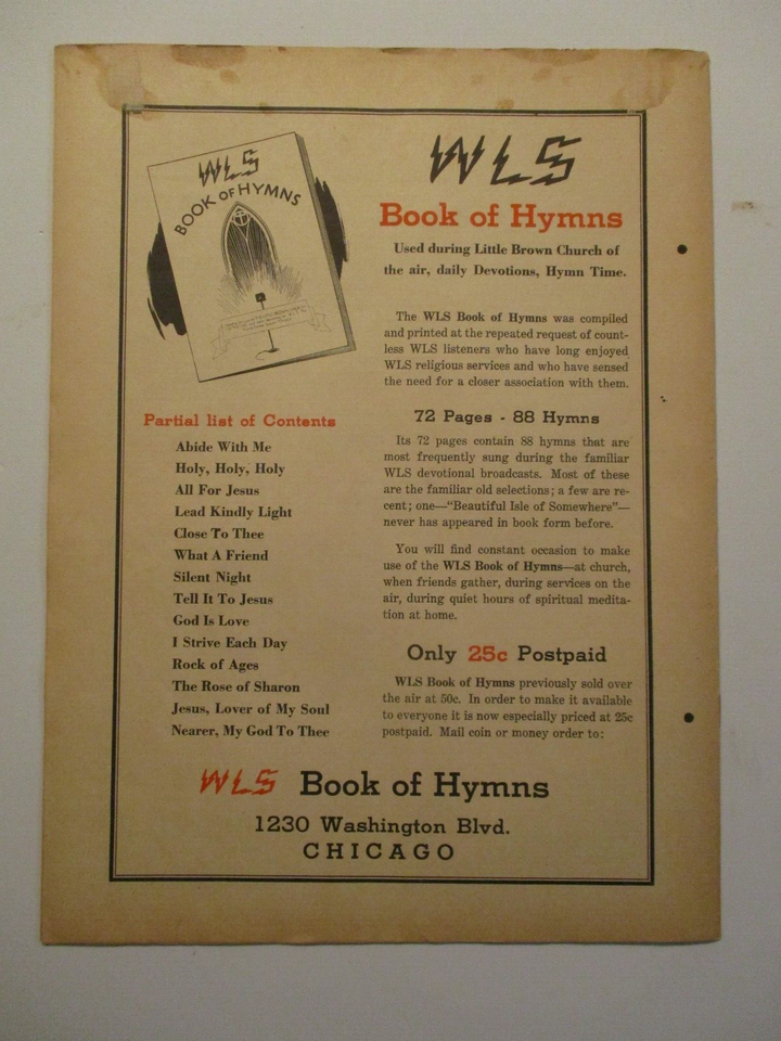 STAND BY MAGAZINE OCT 1935 JOHN BAKER WLS MID WESTY LISTENS CHICAGO ...