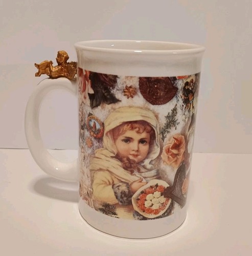 Vintage Enesco Victorian Angel Mug With Golden Cherub Handle Christmas ...