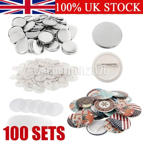 100 Pcs 58MM Round Button Badge Plain Metal Plate Pin Maker Parts ...
