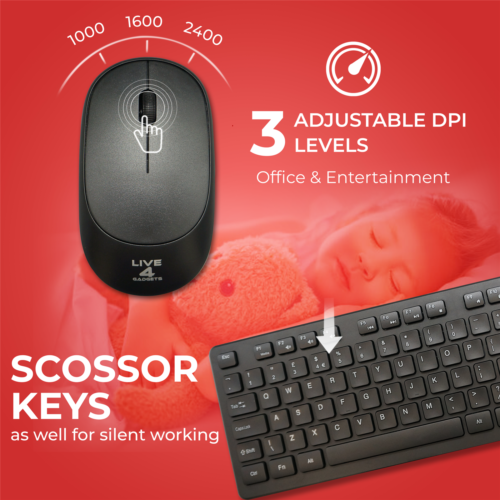 2.4GHz Wireless Keyboard And Mouse Set USB Dongle For PC Laptop Full ...