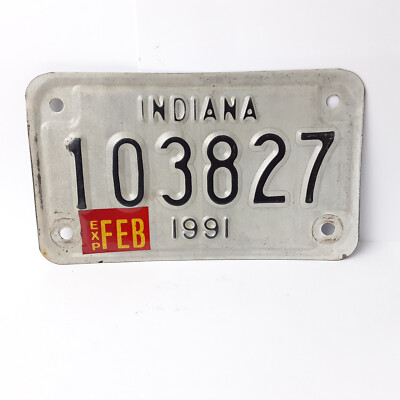 Vintage Motorcycle License Plate Ind. 1991 | eBay