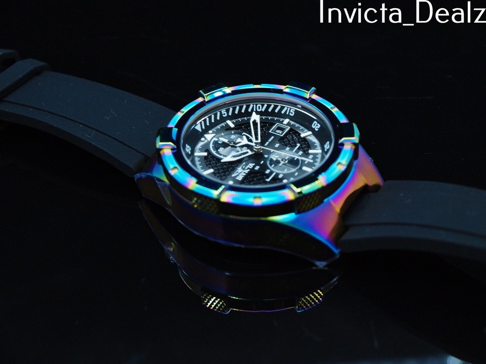 Invicta Men's 50mm Pilot Aviator Chronograph IRIDESCENT Silicone Strap ...