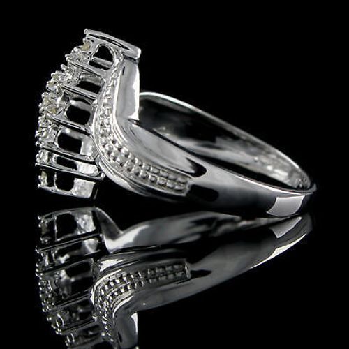 0.06 Cttw Natural Diamond Cluster Weddg Rg 14K Gold Plated Sterlg ...