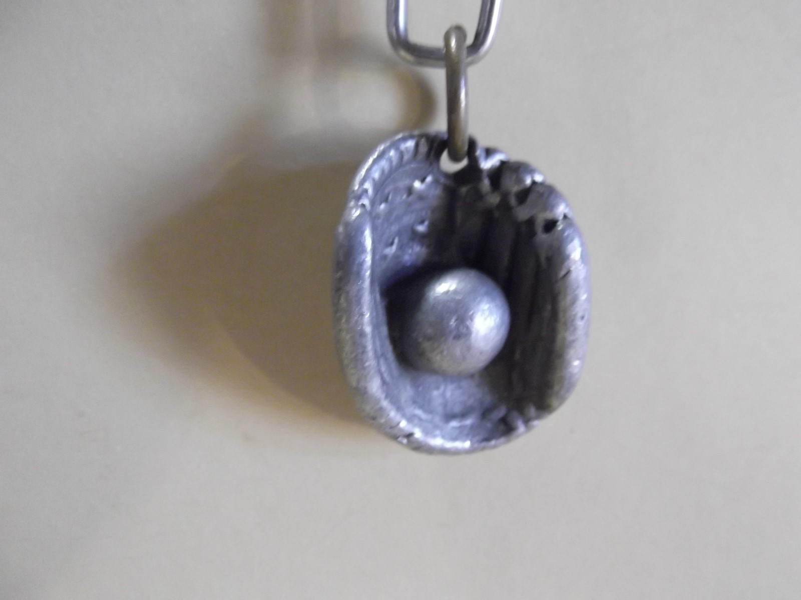 Old Unique Collectible Keychains 1"in Pewter Glove and Ball Super Cool ...