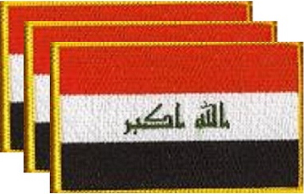 3 IRAQ FLAG EMBROIDERED PATCHES - IRON-ON - NEW 2.5 x 3.5" FREE SHIP | eBay