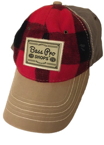 Bass Pro Shops Outfitters Hat Adult Adjustable Cap Red Black Buffalo ...
