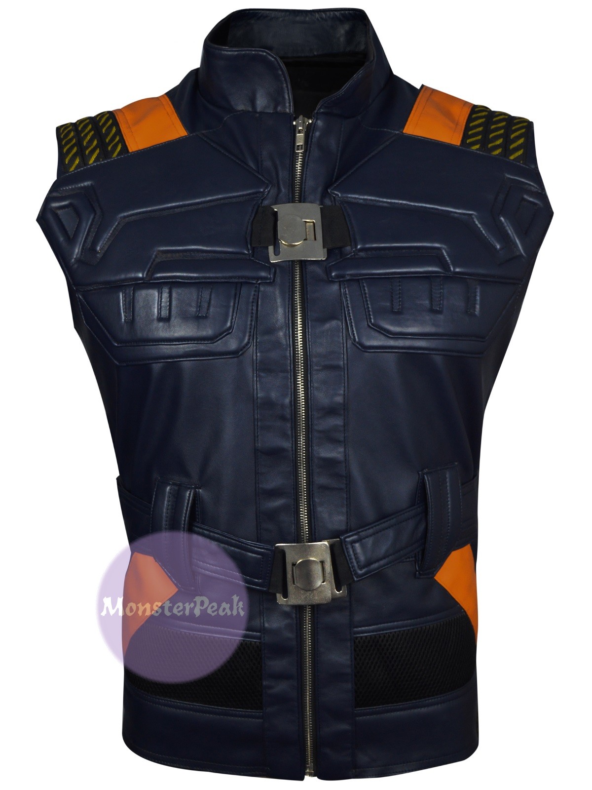 Erik Killmonger Blue Leather Vest , Avengers Infinity War Black Panther ...