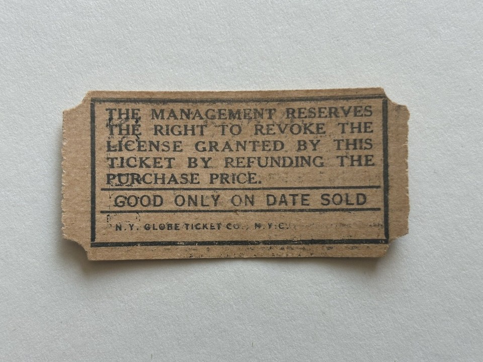 Amusement Coney Island NY Thunderbolt Ride Roller Coaster Ticket 1960 ...