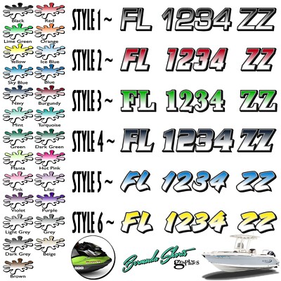 Boat Registration Numbers & Letters 2 Pack 3" x 15" Boat & Jetski ...