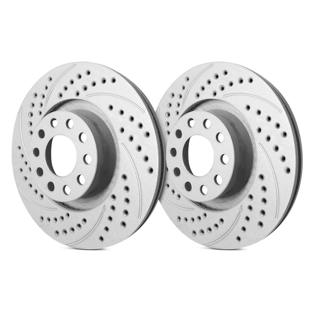 For BMW M235i 14-16 Double Drilled & Slotted 1-Piece Front Brake Rotors ...