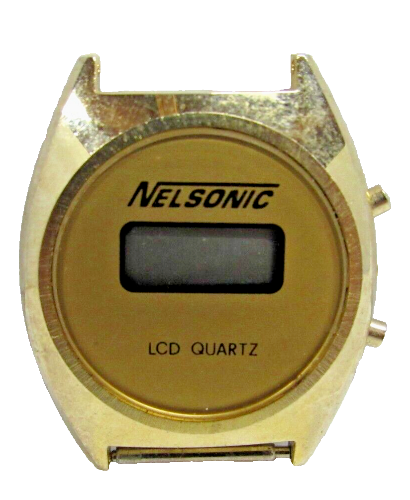 Vintage Nelsonic LCD Digital Watch Gold Tone Untested #B12 | eBay