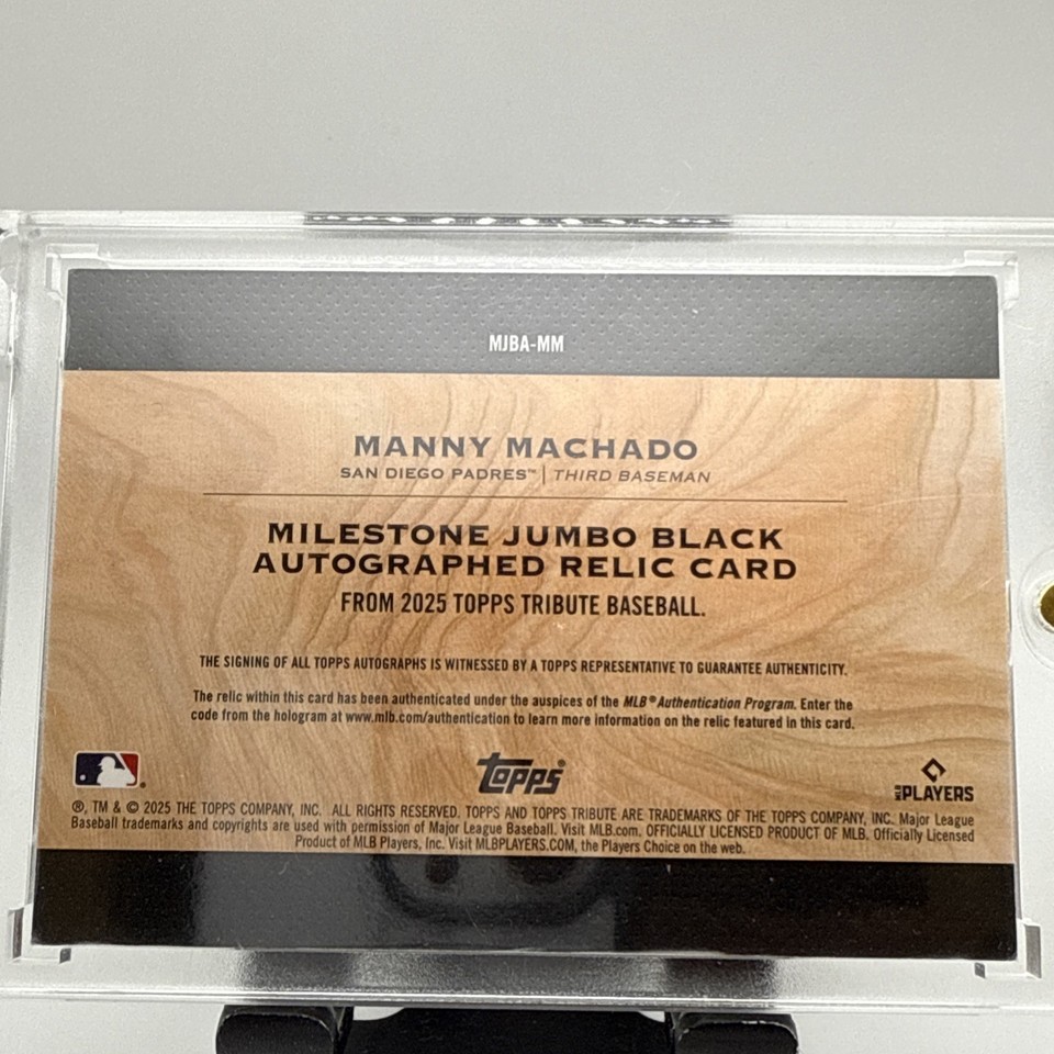 2025 Topps Tribute Milestone Relics Jumbo Black Autograph - Manny ...