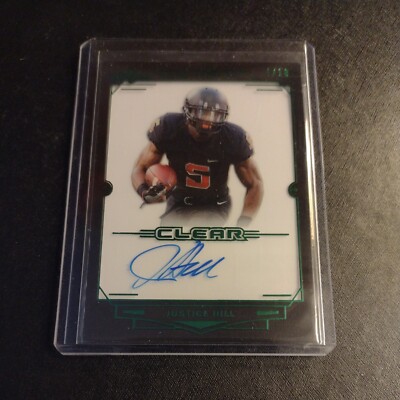 #4/10 Justice Hill Rookie Auto 2019 Leaf Trinity Okla St Ravens ...