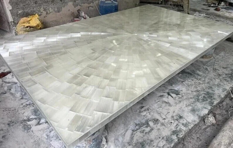 Selenite Table Top, Selenite Dining Table, Sunburst Table Top, Home ...