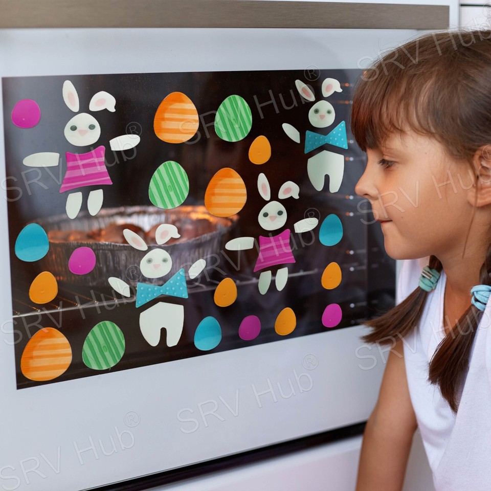 30cm Gel Stickers Sheets, Happy Easter, Bunnies, Butterflies, Eggs, Easter Gifts | eBay UK