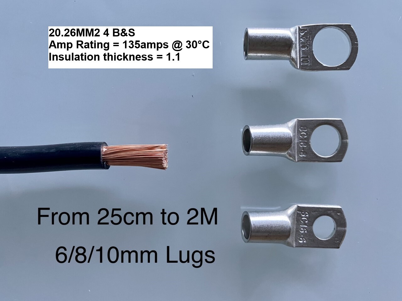 4B&S Battery Cable Joiner Connector Lead Automotive,Marine 25CM to 2M ...