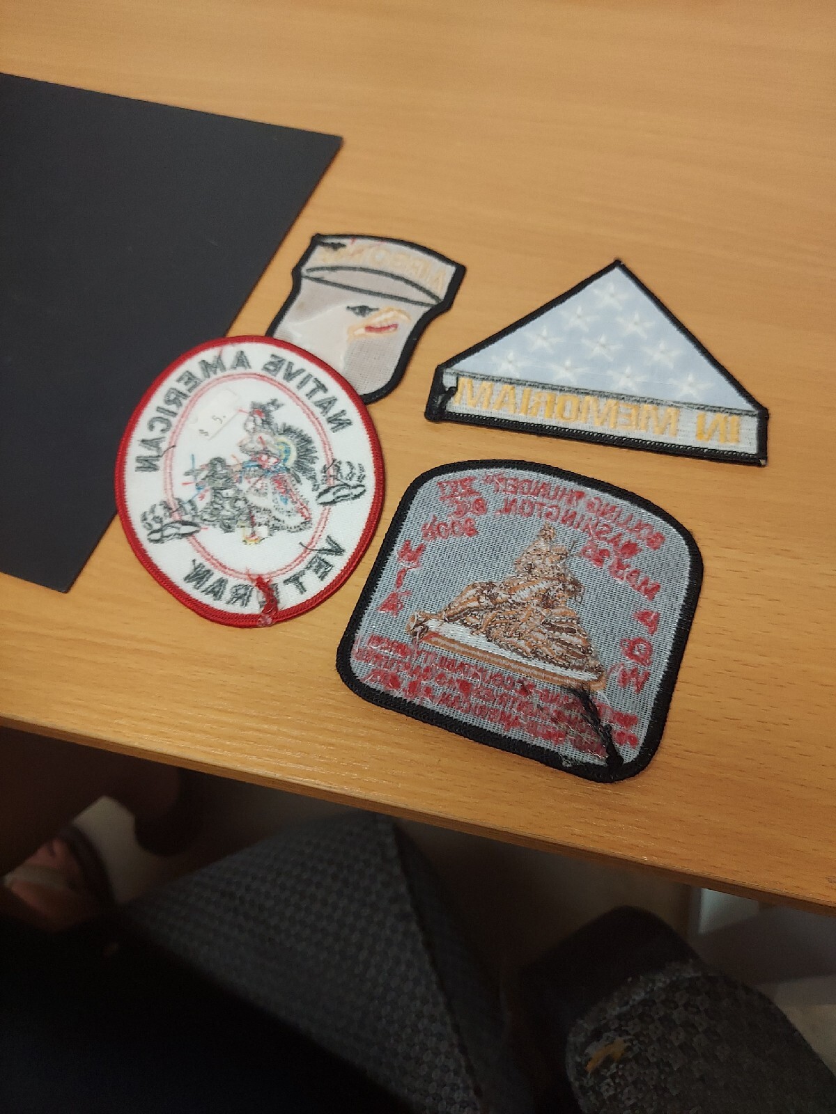 (4) Military Patches Native American Veteran, Airborne, Rolling Thunder ...