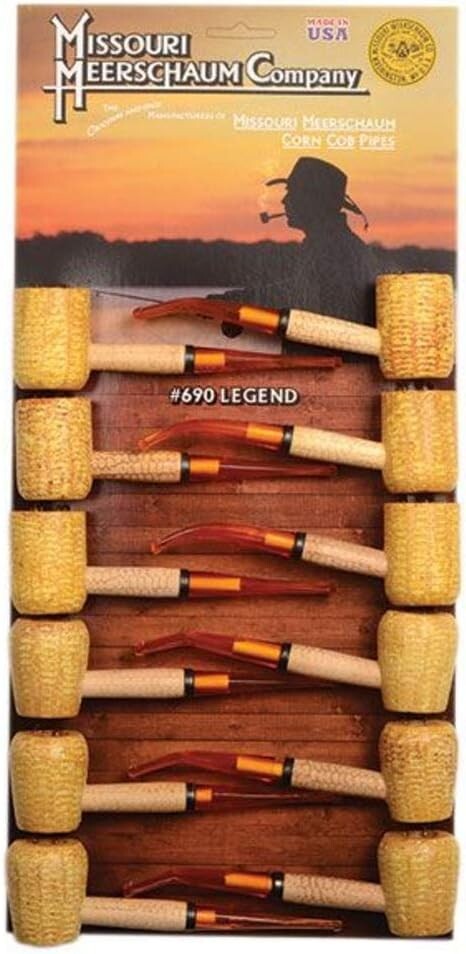 Legend Corn Cob Pipes, Bent Stems, Filter, Amber Bit, 12 Pipes Per Pack ...