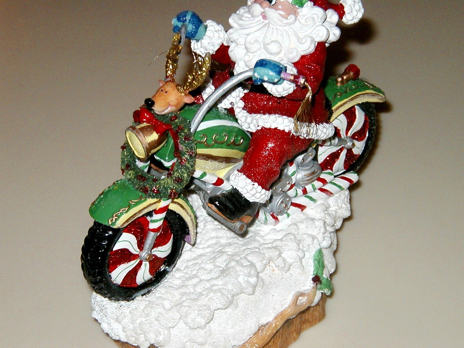 FITZ & FLOYD HARLEY SANTA CLAUS REINDEER MOTORCYCLE CHOPPER MUSICAL ...