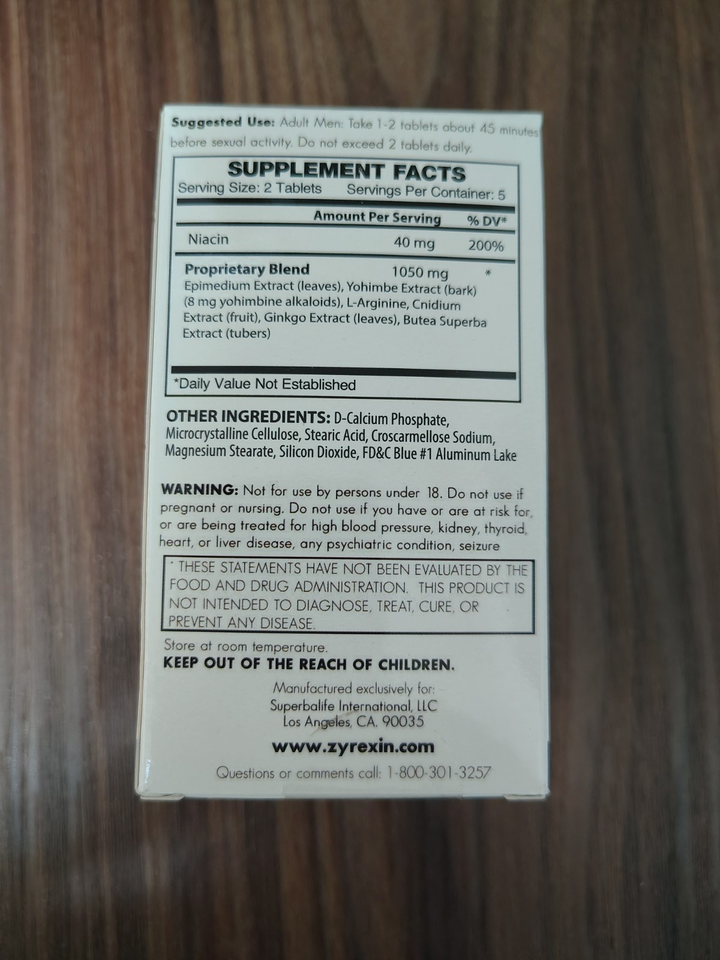 Zyrexin World's Strongest Sexual Enhancer Erection Pills — 20 Tablets ...