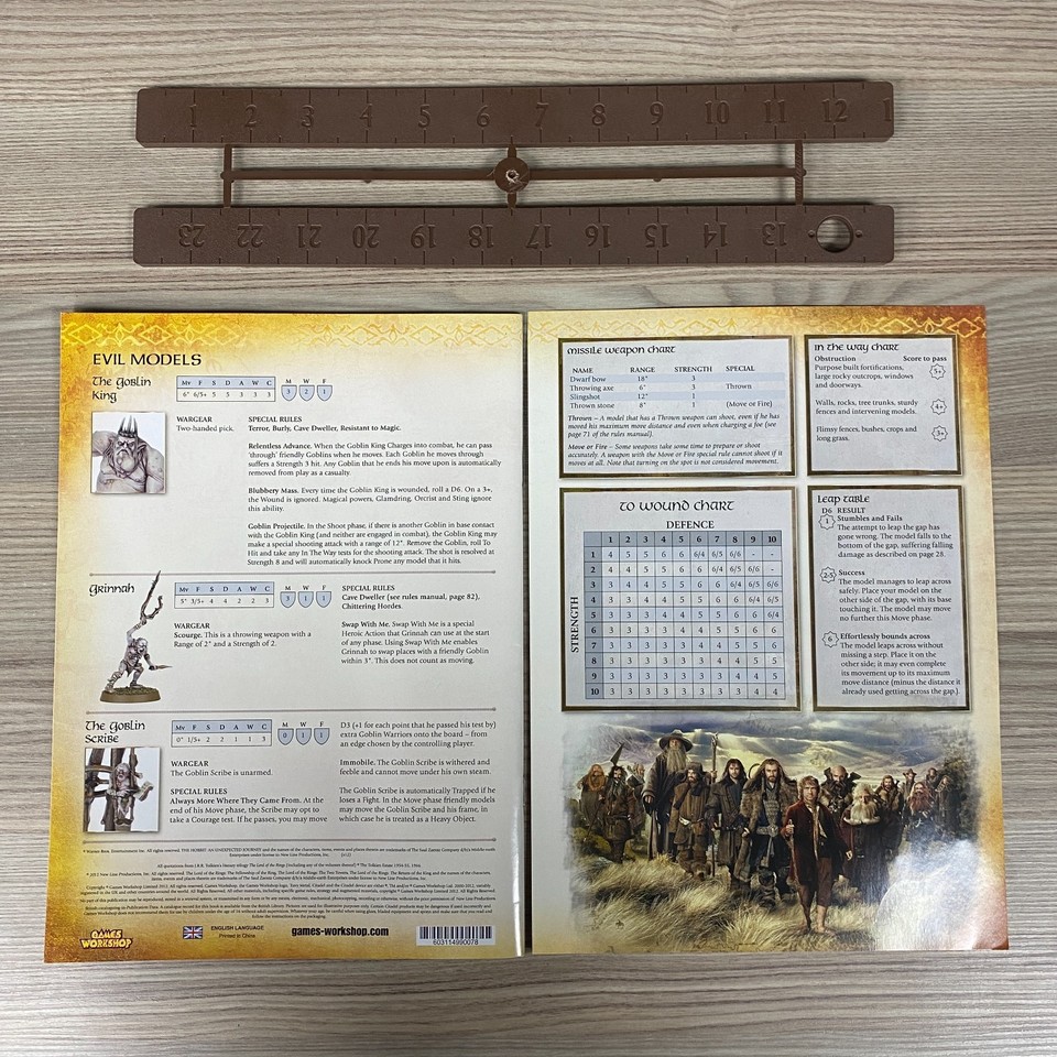Der Hobbit Strategie Kampf Spiel Rules / Playsheet / Lineal Goblin Town ...