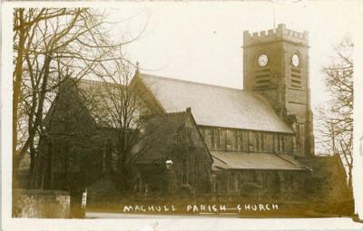 REAL PHOTOGRAPHIC POSTCARD OF MAGHULL CHURCH, (NEAR LIVERPOOL ...