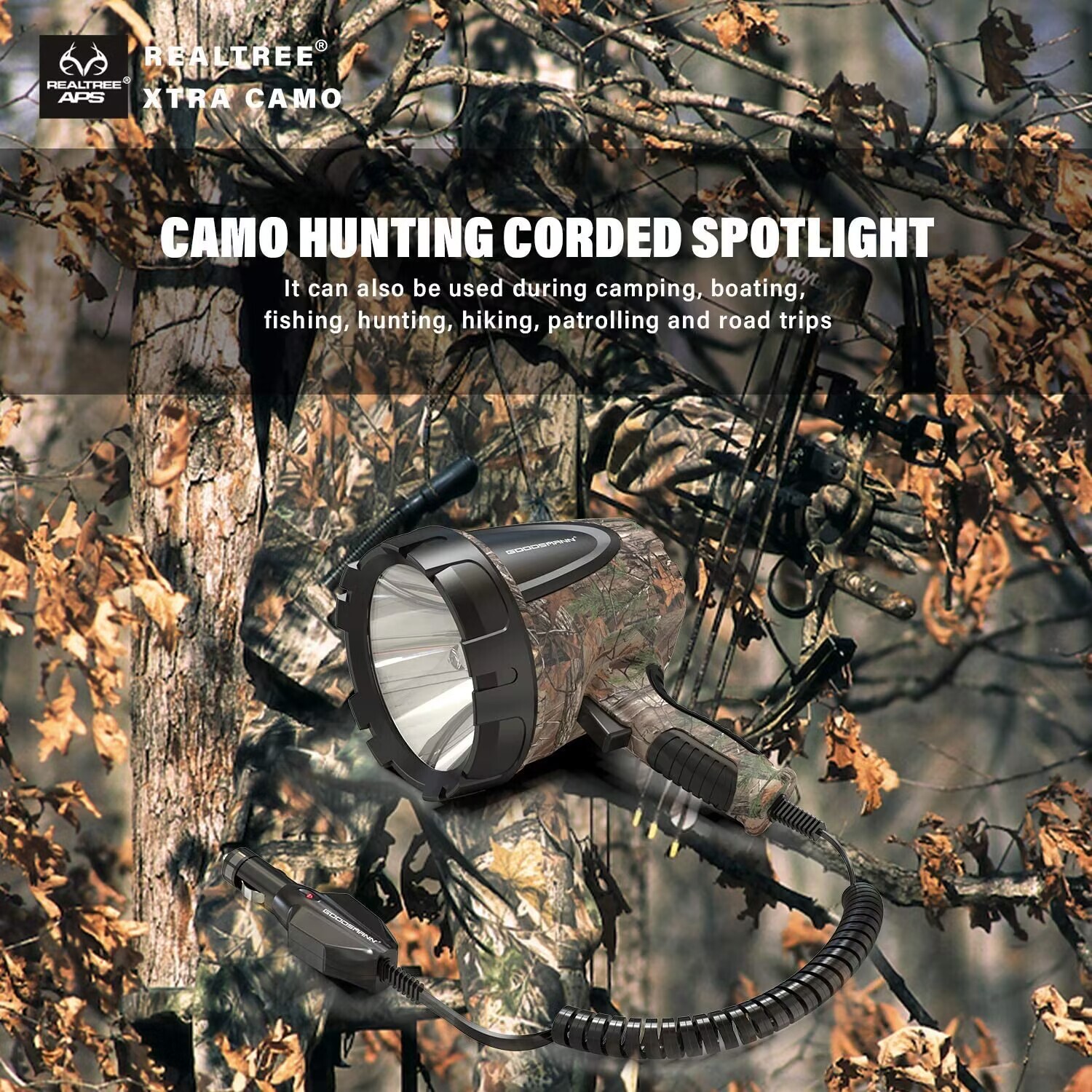 GOODSMANN Spotlight Camo Hunting Spot Lights 12 Volt Marine Spotlight ...