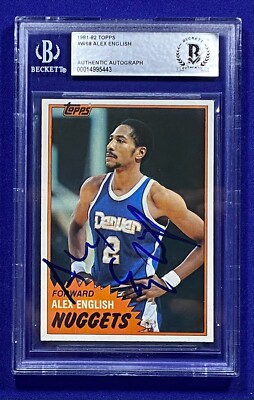 ALEX ENGLISH SIGNED 1981-82 Topps Card Beckett Slabbed Denver Nuggets ...