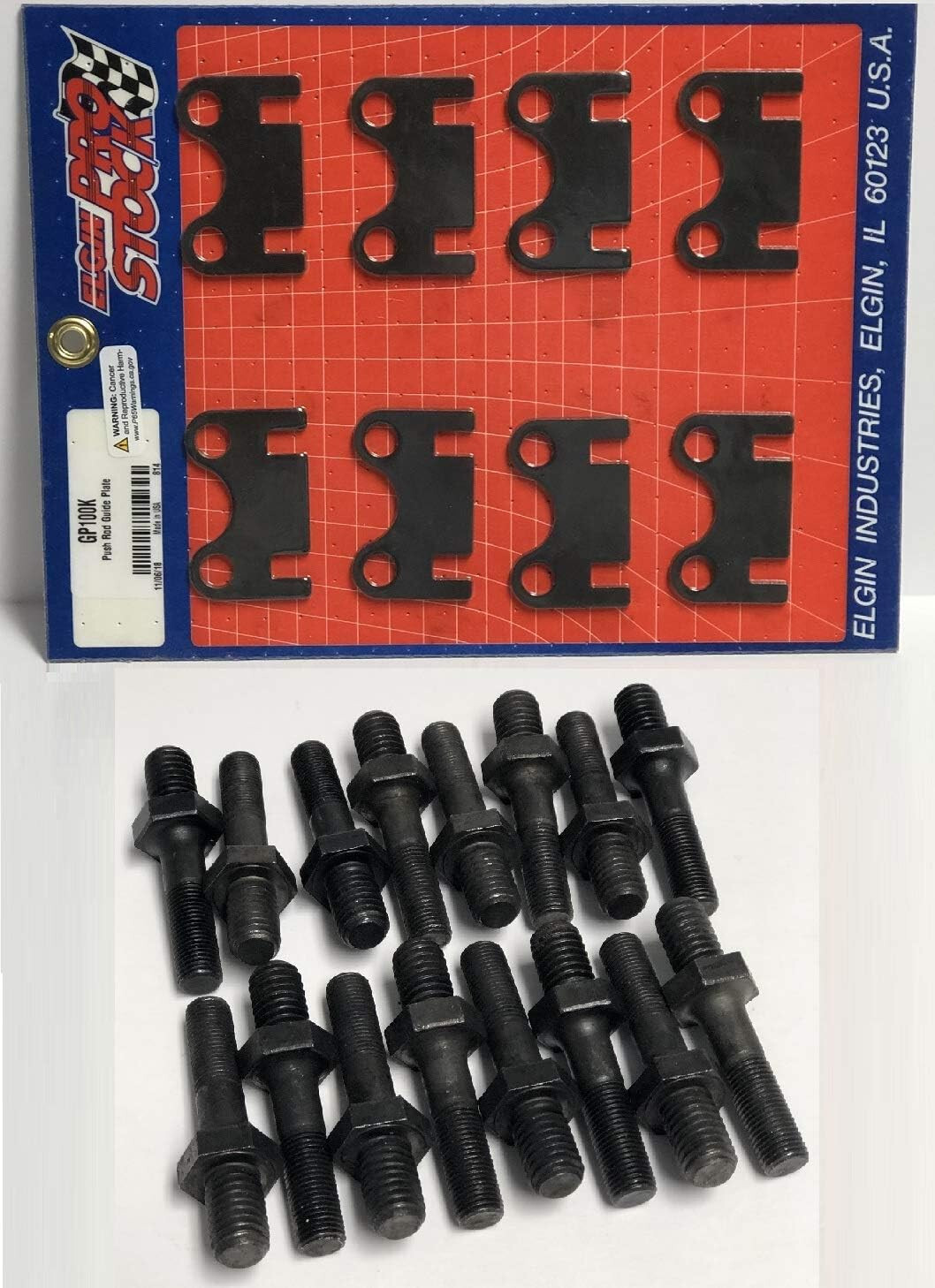 3/8" Rocker Arm Studs & Flat Guide Plates Kit SBC Chevy 400 383 350 327 ...