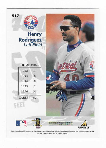 1997 Score - Goin' Yard Henry Rodriguez #517 for sale online | eBay