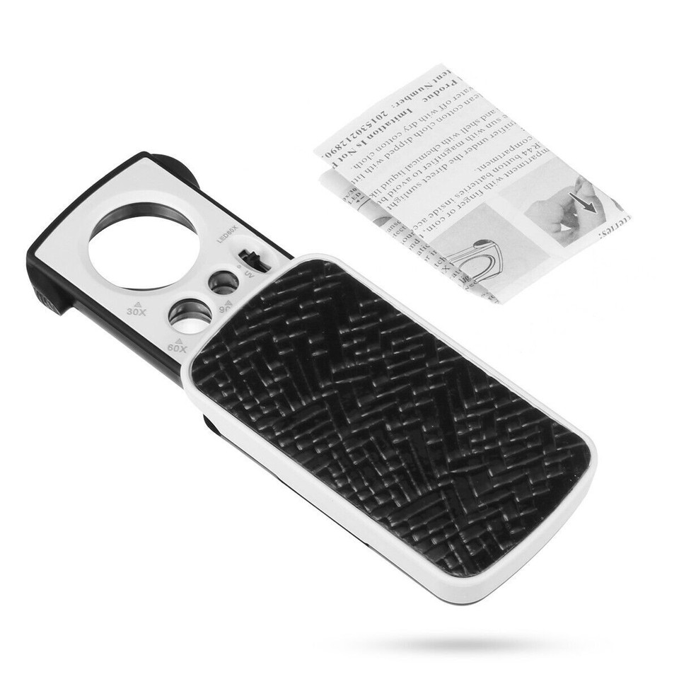 2× Jewelers Loupe Magnifier Light 30X 60X 90X Jewelry Loop Magnifying ...