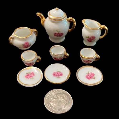 10 Pc Artisan FRANCE Limoges Porcelain Dollhouse Miniature TEA SET | eBay