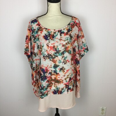 Ana a new approach Blouse Top 2X Womans Plus Multicolor Printed Short ...