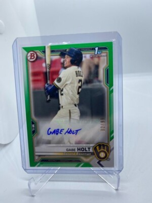 2021 Bowman 1st Bowman Auto Green SP 82/99 Gabe Holt #PAPR-GH Milwaukee ...