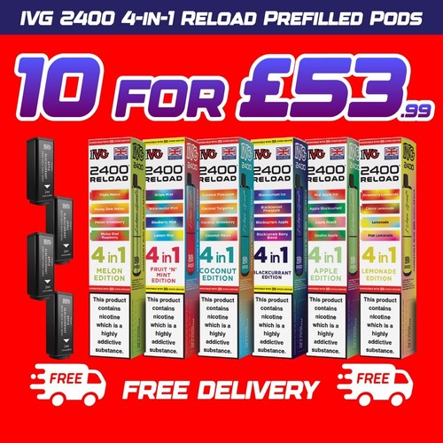 IVG 2400 Refill Pods 4 in 1 | 4 x 2ml Prefilled Pods | 20mg Nicotine ...