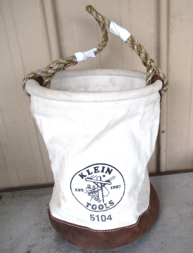 KLEIN TOOLS 5140 LEATHER BOTTOM NATURAL CANVAS 12" X 17" BUCKET ...
