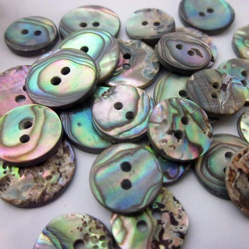 Natural Dark Abalone Shell Buttons 50 pcs 15mm 2 Holes for Shirt Sewing ...