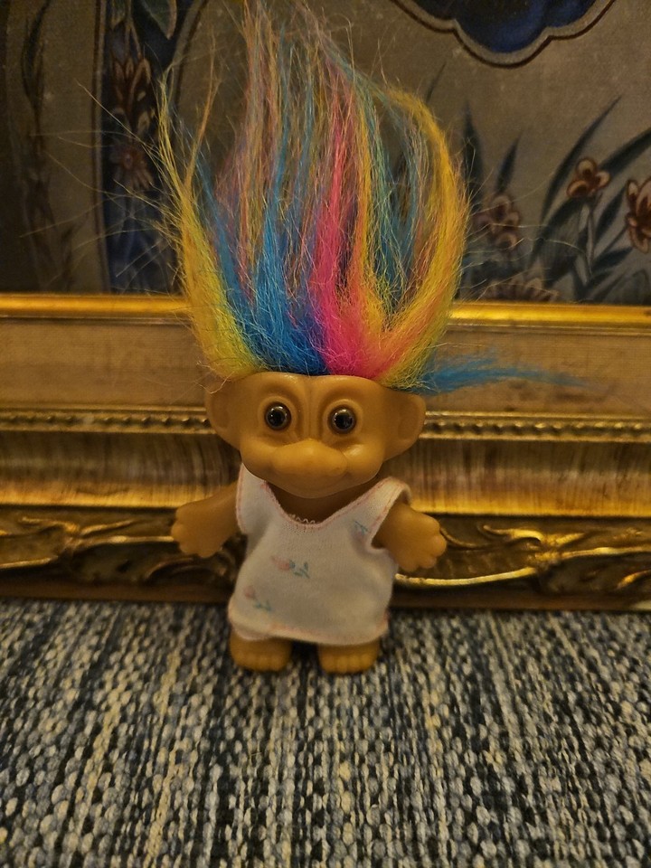 4.5" RUSS VINTAGE BRIGHT OF AMERICA TROLL RAINBOW COLOR HAIR | eBay