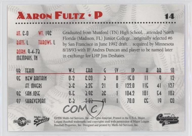 1998 Multi-Ad Sports Shreveport Captains Aaron Fultz #14 | eBay