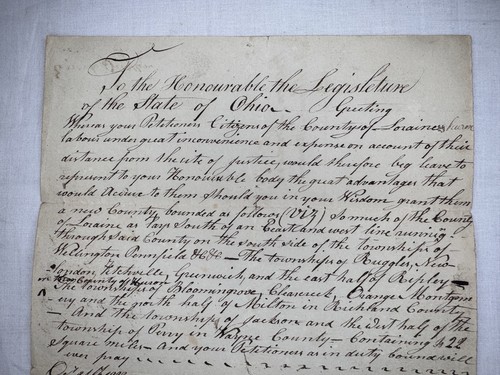 1833 Ohio Petitions to Form Ashland County w/ 100 Pioneer Signatures ...