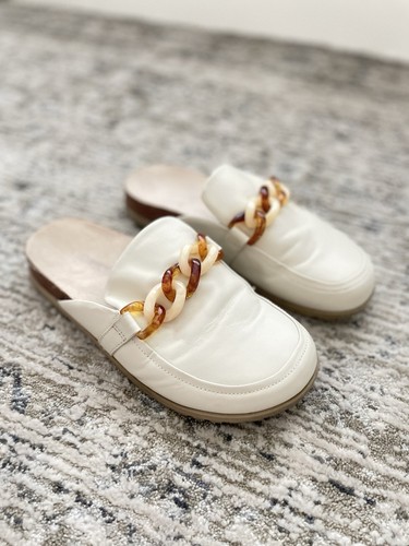 Vionic Georgie Leather Mules Clogs Size 8.5 Cream Slip On Womens | eBay