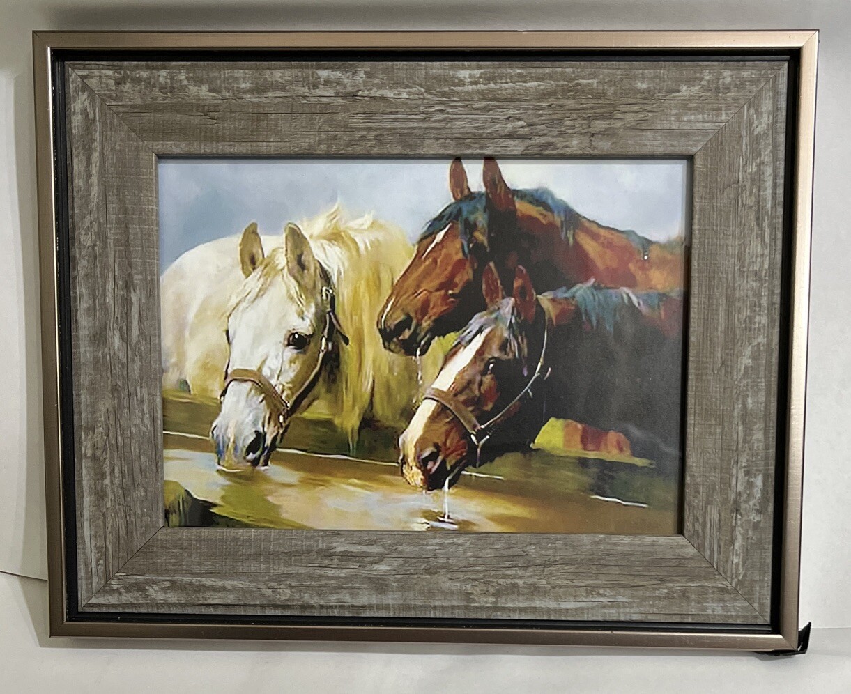 NEW HORSE PRINT OF VINTAGE ART PAINTING ARABIAN DRAFT QUARTER FRAMED ...