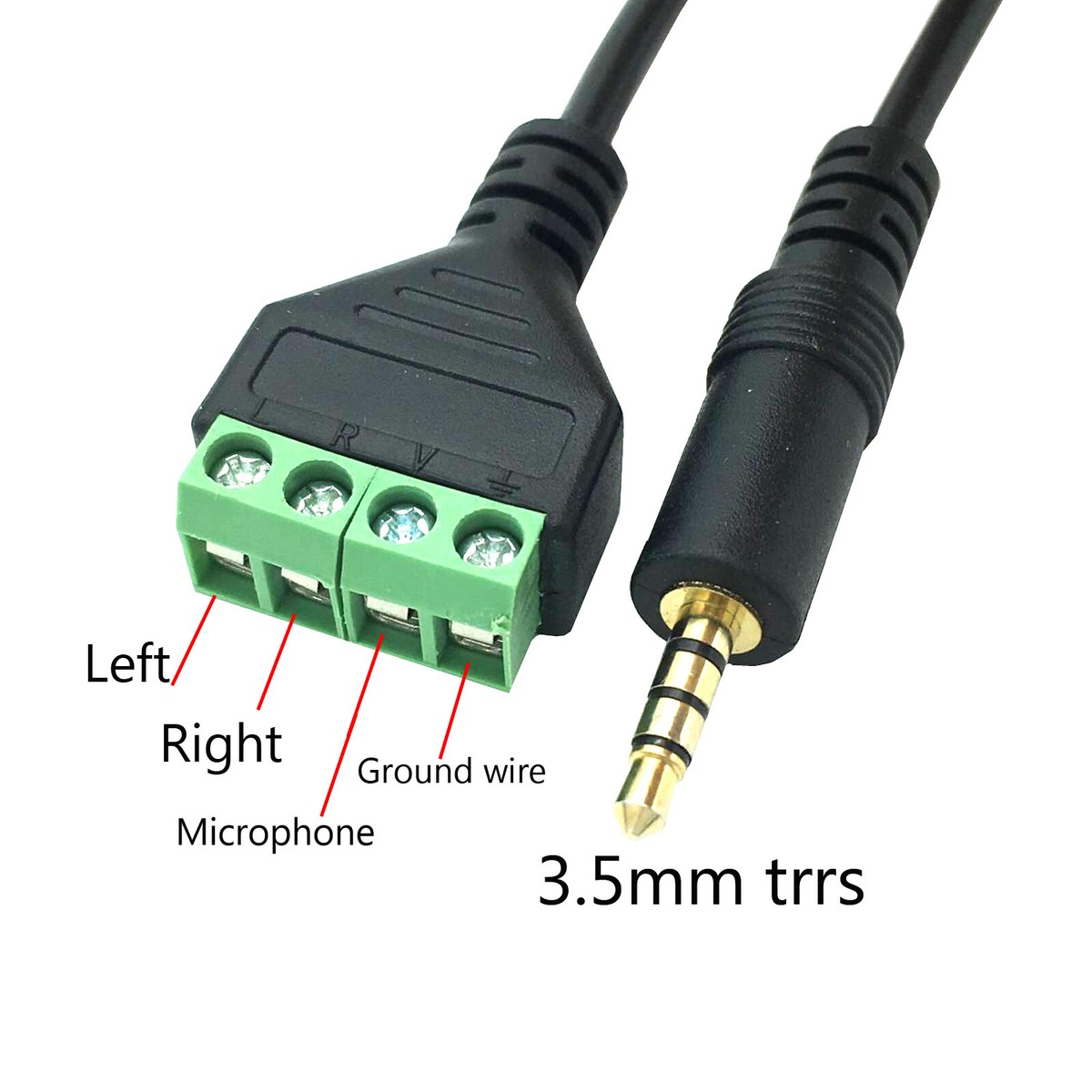 Solderless Audio Connector 5-Pack 3.5mm TRRS Male To 4-Pin Female Screw ...