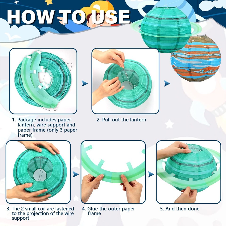 Planet Paper Lanterns, 10 PCS Outer Space Party Decorations, Solar ...