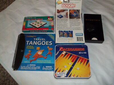 lot 5 Travel Games Backgammon Tangoes Boggle Roadtrip Tic tac toe | eBay