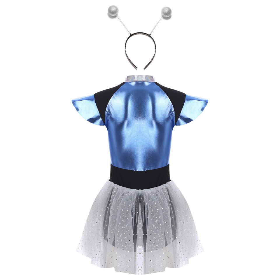 Women Alien Costume Skirted Tutu Dress with Hair Hoop Astronaut Fancy ...