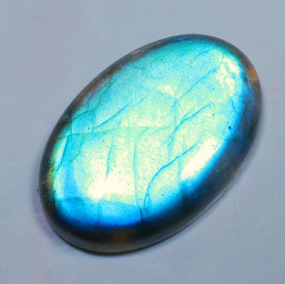 NATURAL GREEN SKY BLUE FIRE LABRADORITE OVAL PEAR CABOCHON PENDANT ...