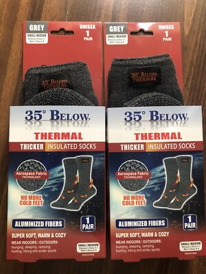 35° Below Thermal Insulated Socks - 2 PAIR - Aluminized Fibers Grey ...