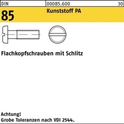 200er PACK(Stk) 000856000030010 Flachkopfschraube DIN 85/ISO 1580 ...